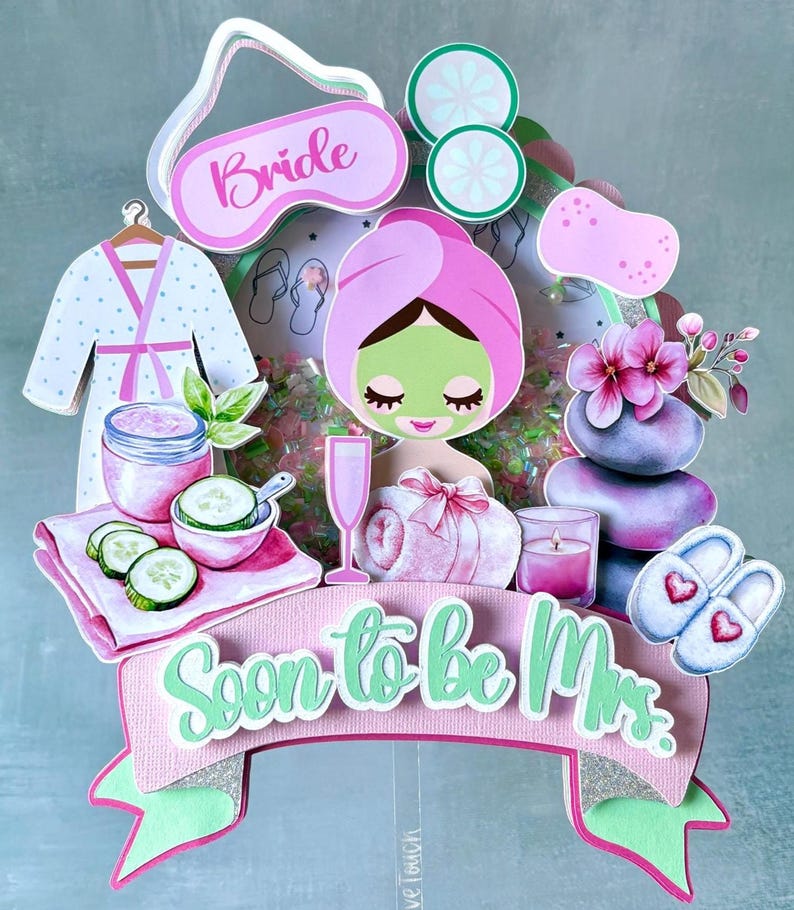 Spa Day Cake Topper Shaker: Birthday, Bridal Shower Decor - Etsy