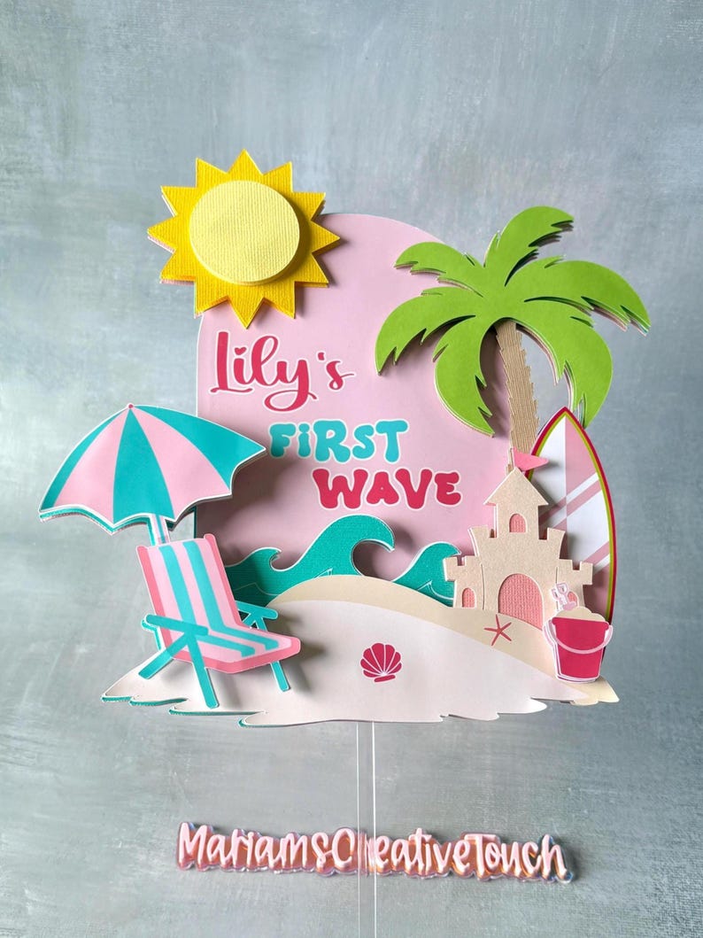 Beach Theme First Wave Cake Topper: Tropical 1st Birthday - Etsy
