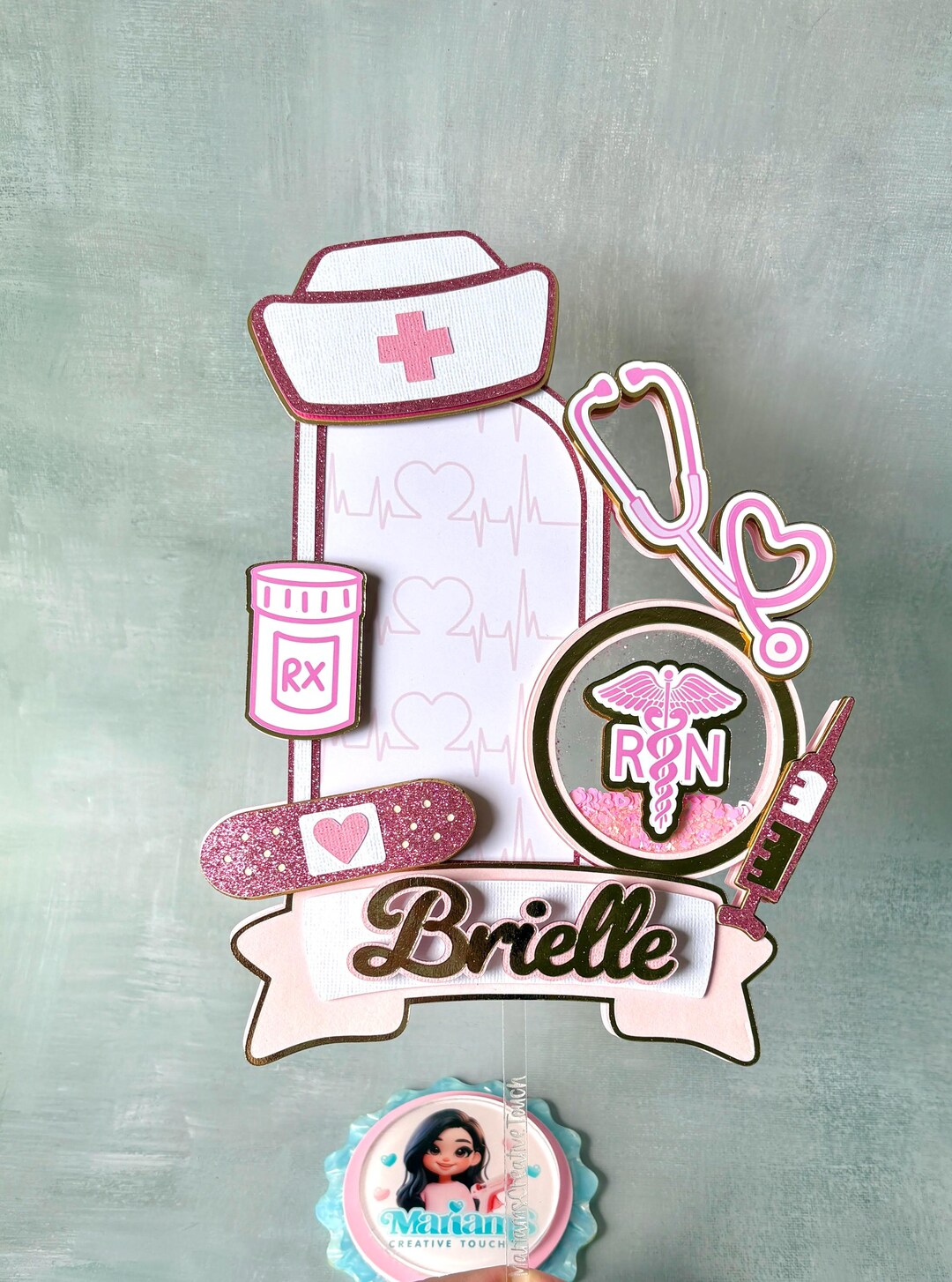 Nurse Cake Topper Shaker, RN Cake Topper Shaker, Nurse Appreciation ...