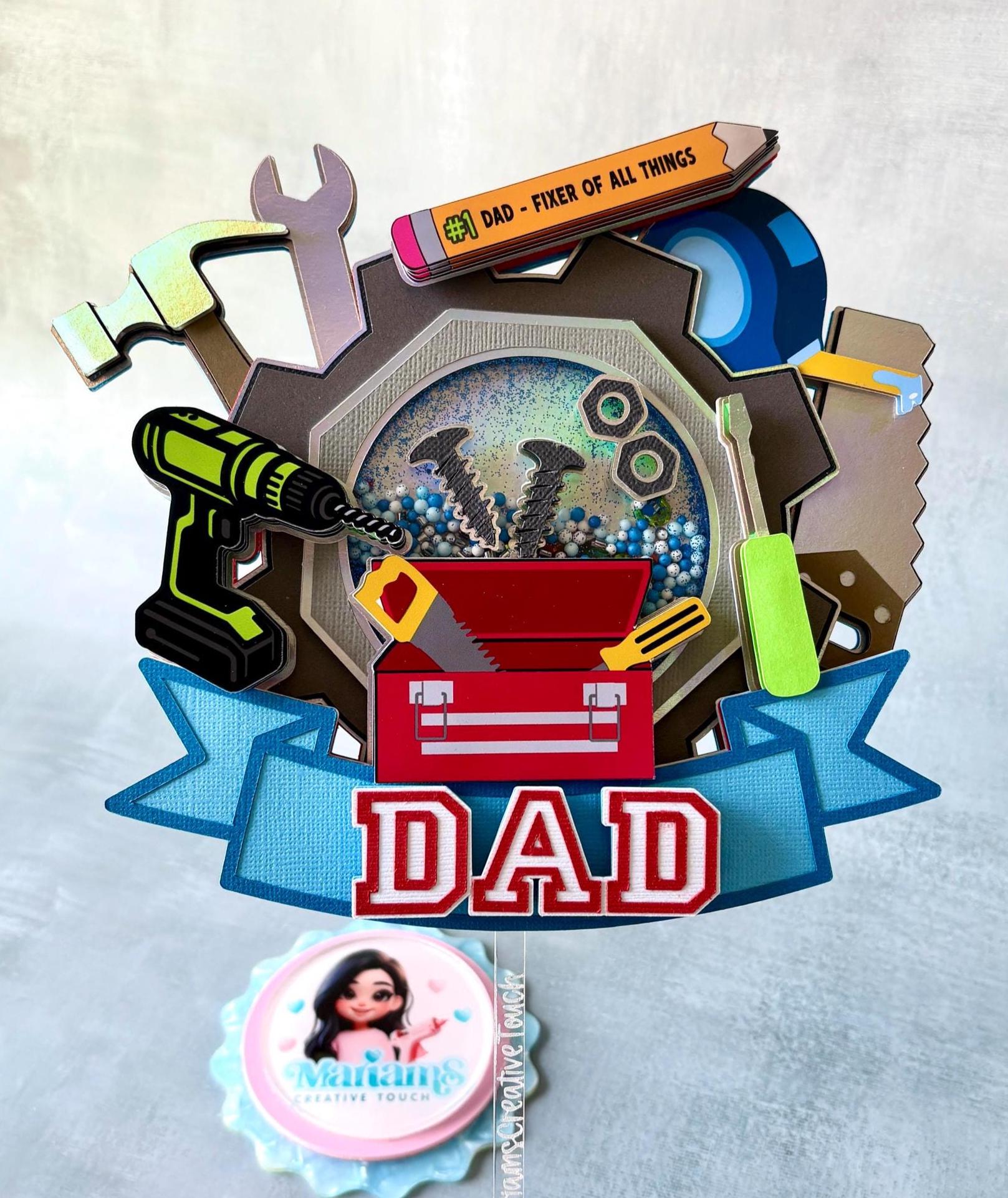 Father's Day Toolbox Cake Topper, Dad Fixer of All Things, Tools Cake ...