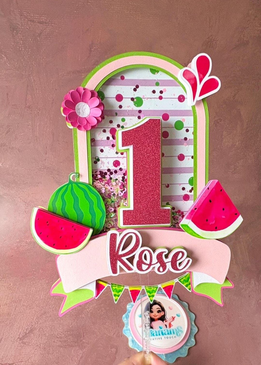 Watermelon 1st Birthday Cake Topper Shaker: Summer Party Decor - Etsy