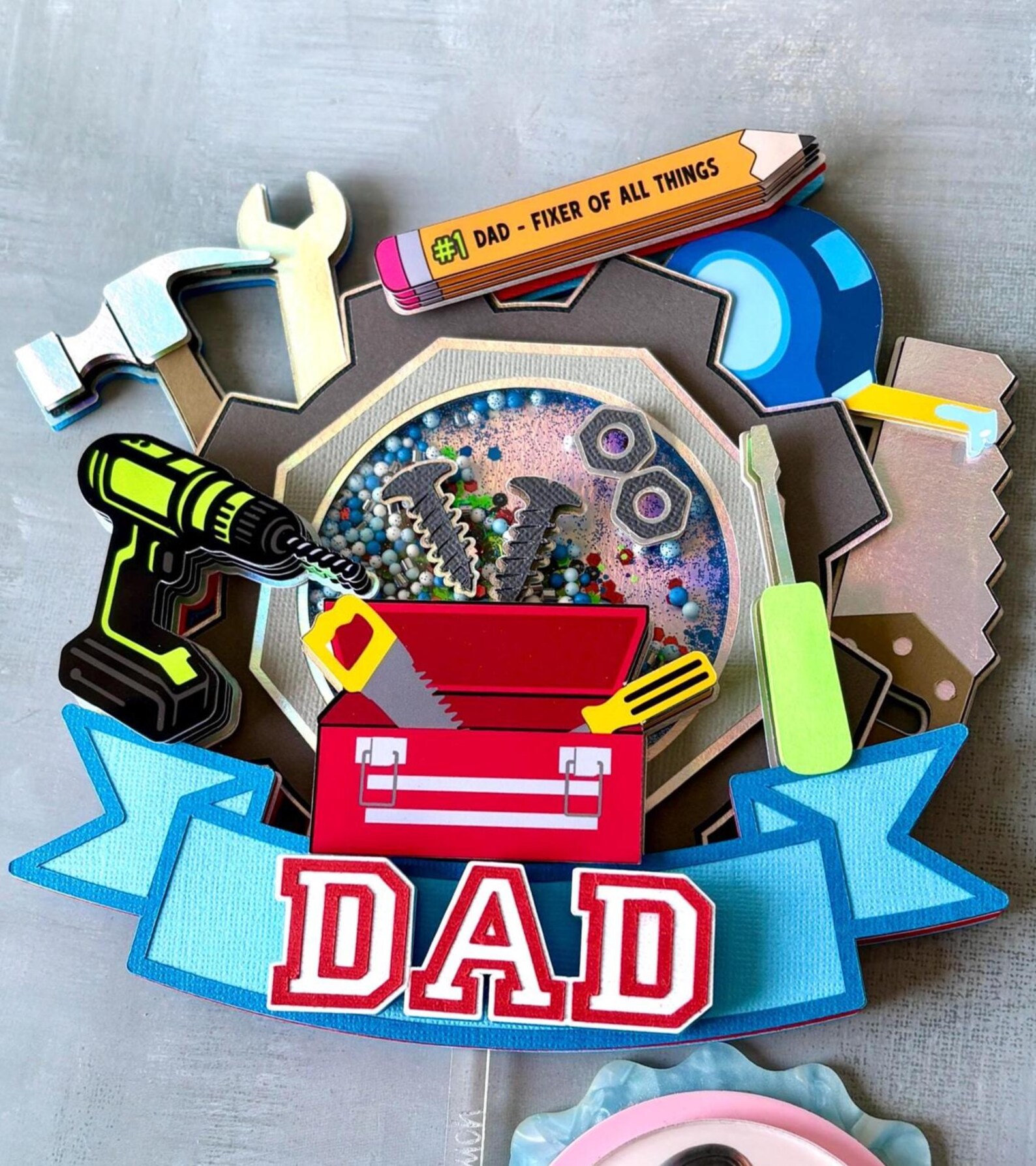 Father's Day Toolbox Cake Topper, Dad Fixer of All Things, Tools Cake ...
