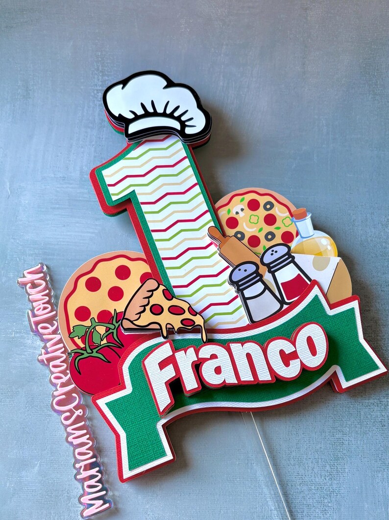 Pizza First Birthday Cake Topper: Italian Chef Theme - Etsy