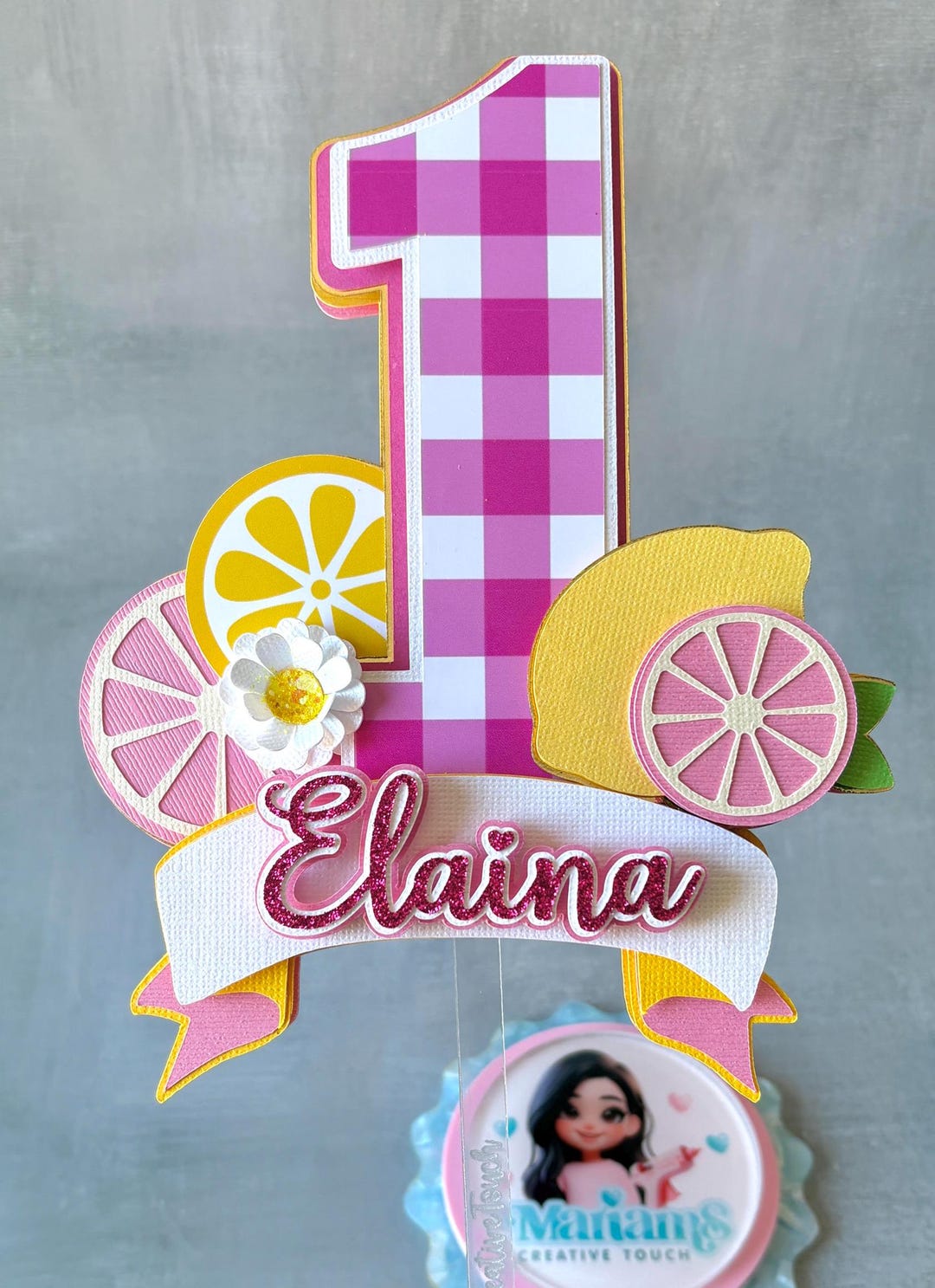 Lemon Cake Topper, Pink Lemonade Cake Topper, Lemon Theme Birthday ...