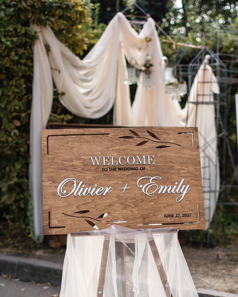 Wood Wedding Welcome Sign, Personalized Rustic Boho Sign for Reception ...