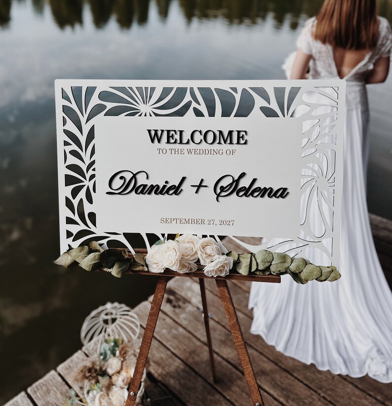 Personalized Wedding Welcome Board Bridal Shower Sign Classy Wooden ...