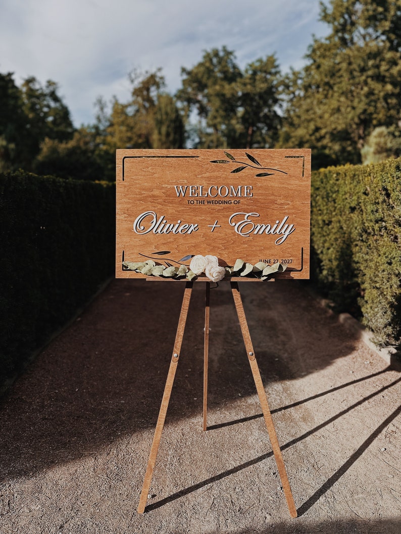 Wood Wedding Welcome Sign, Personalized Rustic Boho Sign for Reception ...