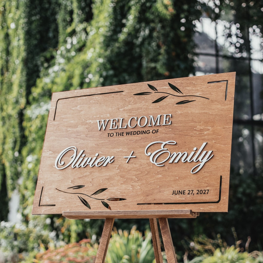 Wedding Welcome Sign With Easel Stand, Wood Wedding Sign, Decor ...