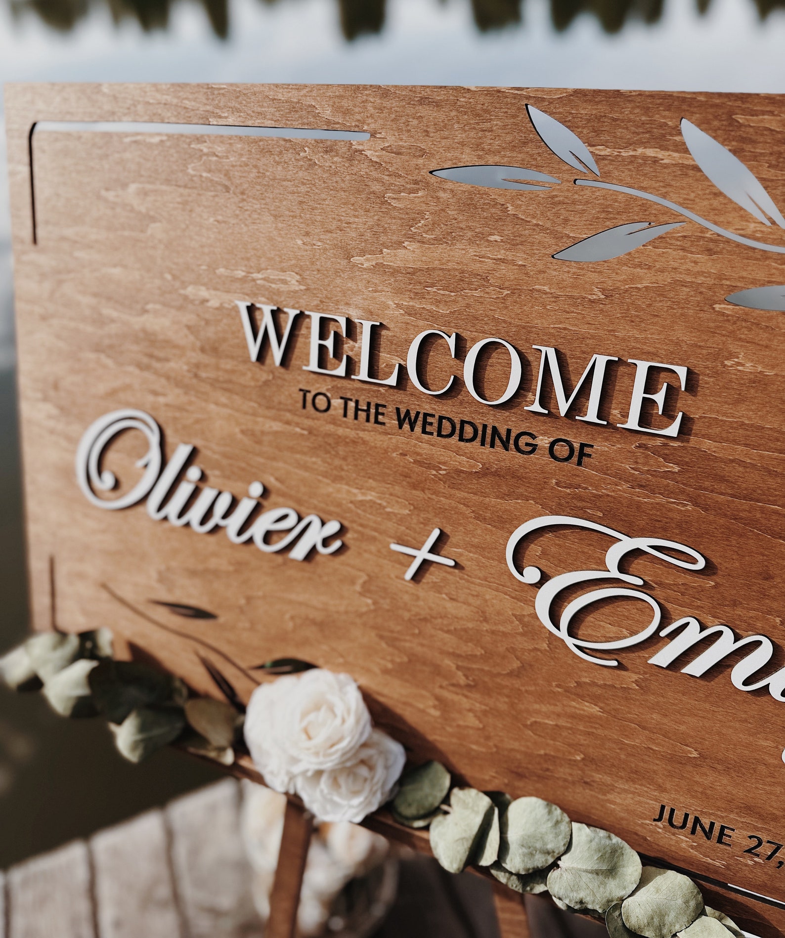 Wood Wedding Welcome Sign, Personalized Rustic Boho Sign for Reception ...