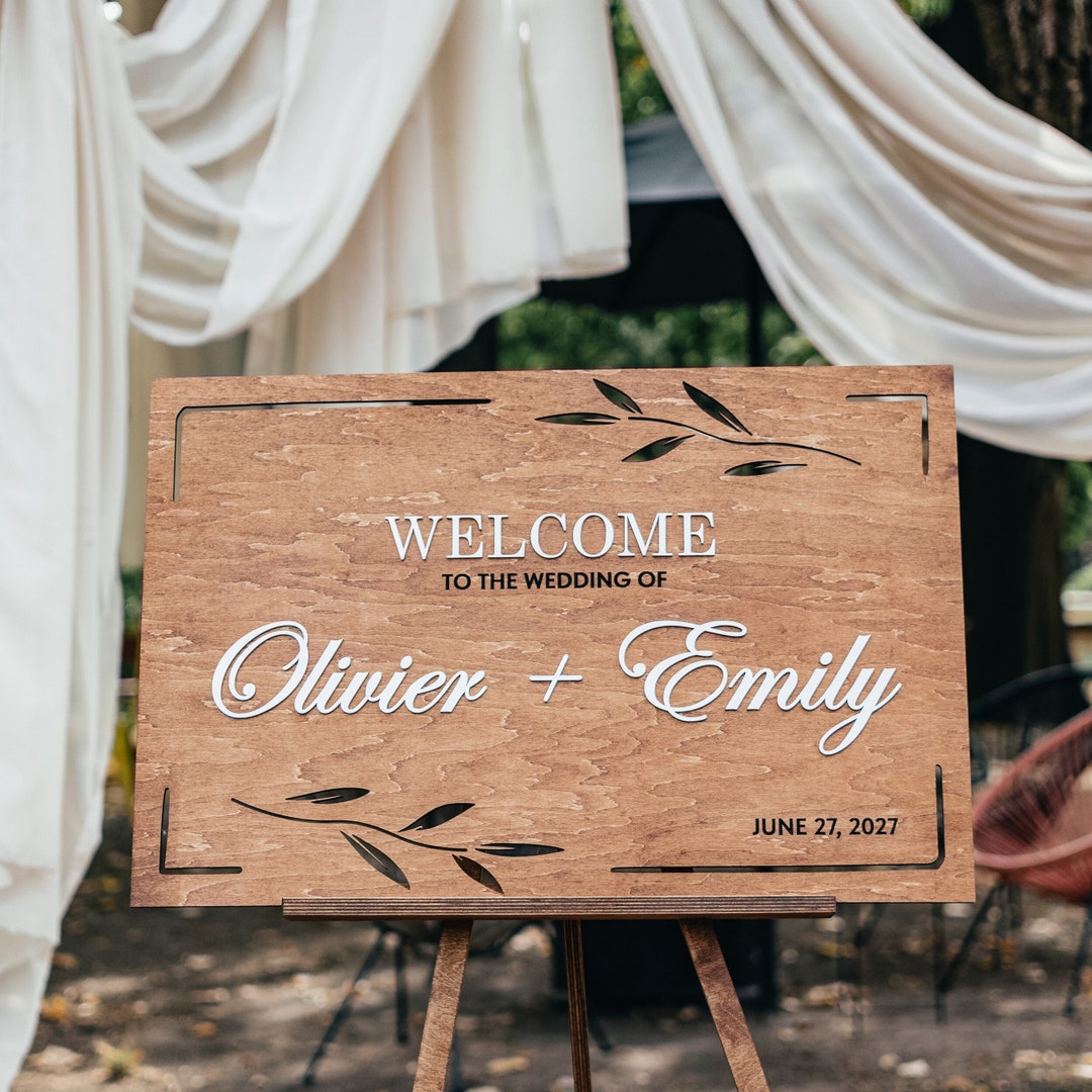 Custom Welcome Sign With Easel Stand, Wooden Wedding Sign, Decor Party ...