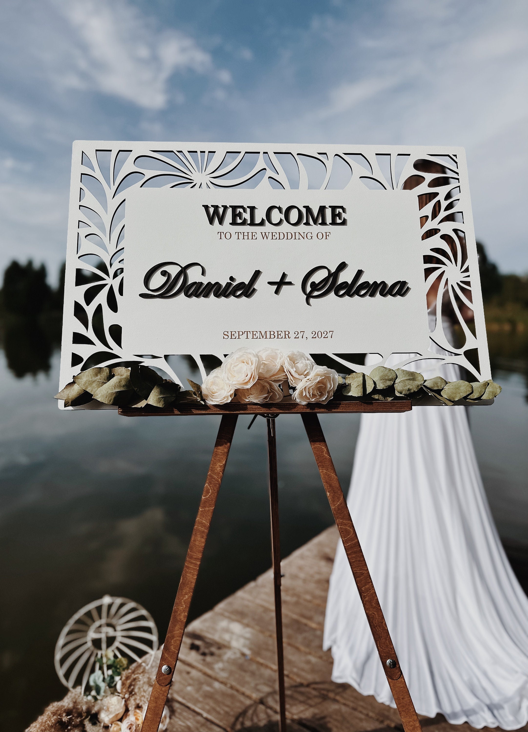 Personalized Wedding Welcome Board Bridal Shower Sign Classy Wooden ...