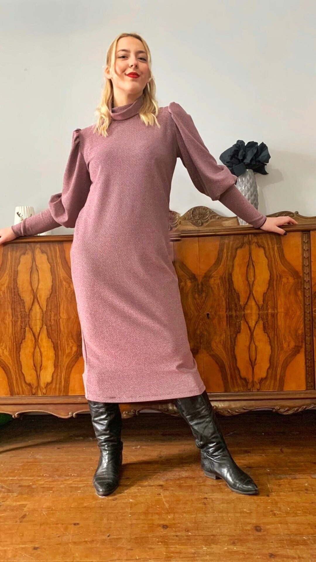 Handmade Metallic Pink Sheath Dress Metallic Puce Tube Maxi Dress With ...