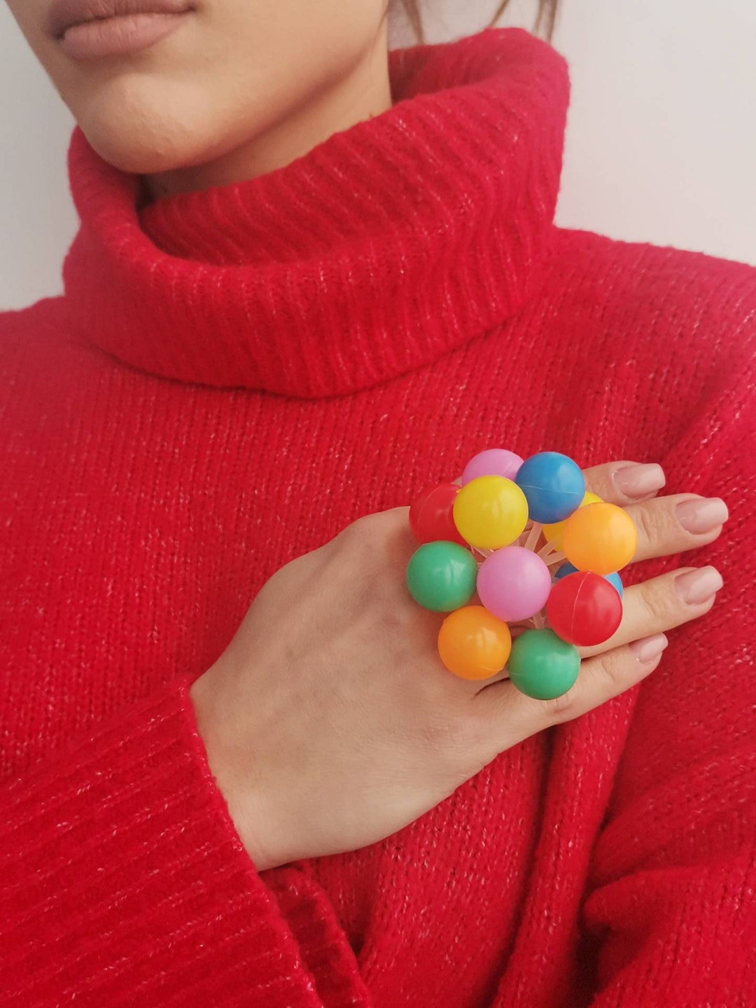 Rainbow Multi Bubble Plastic Adjustable Ring Multicolor Multi Bubble ...