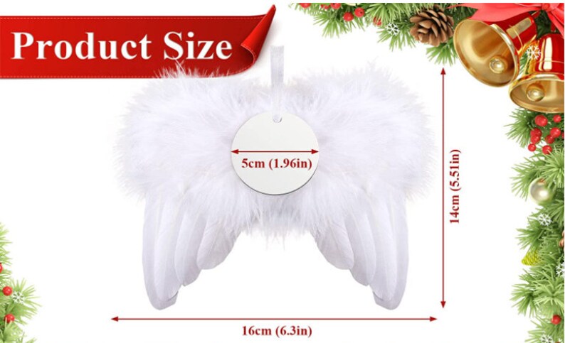 White Feather Angel Wings Sublimation Blanks Angel Wings Christmas ...