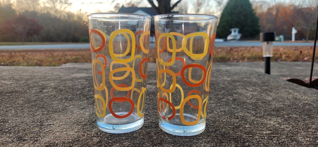 Vintage Mod Amoeba Glasses - Set of 2 - Etsy