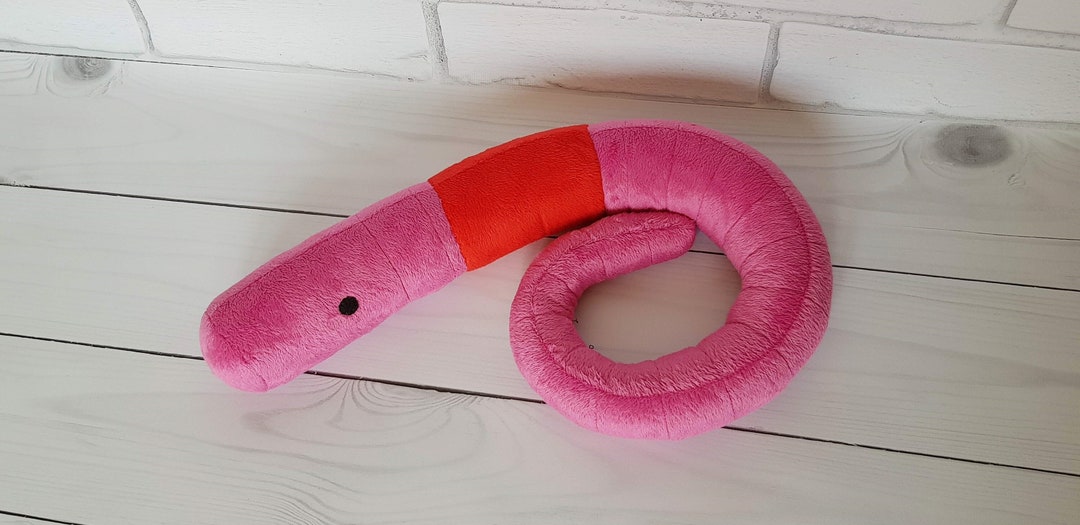 Custom Plush Toy Large Earthworm Pink, Toy Made From Drawing ...