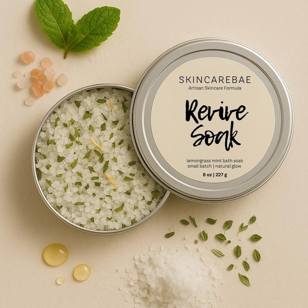 Revive Soak • Herbal Bath Salt With Lemongrass, Tea Tree & Mint • Refreshing Soak for Relaxation ...
