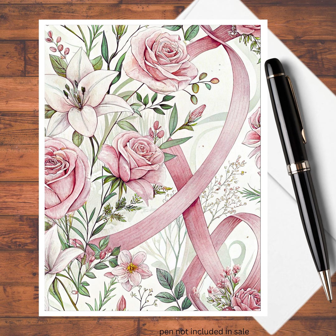 Breast Cancer Awareness Card Set: Handmade Hope & Strength Notecards - Etsy