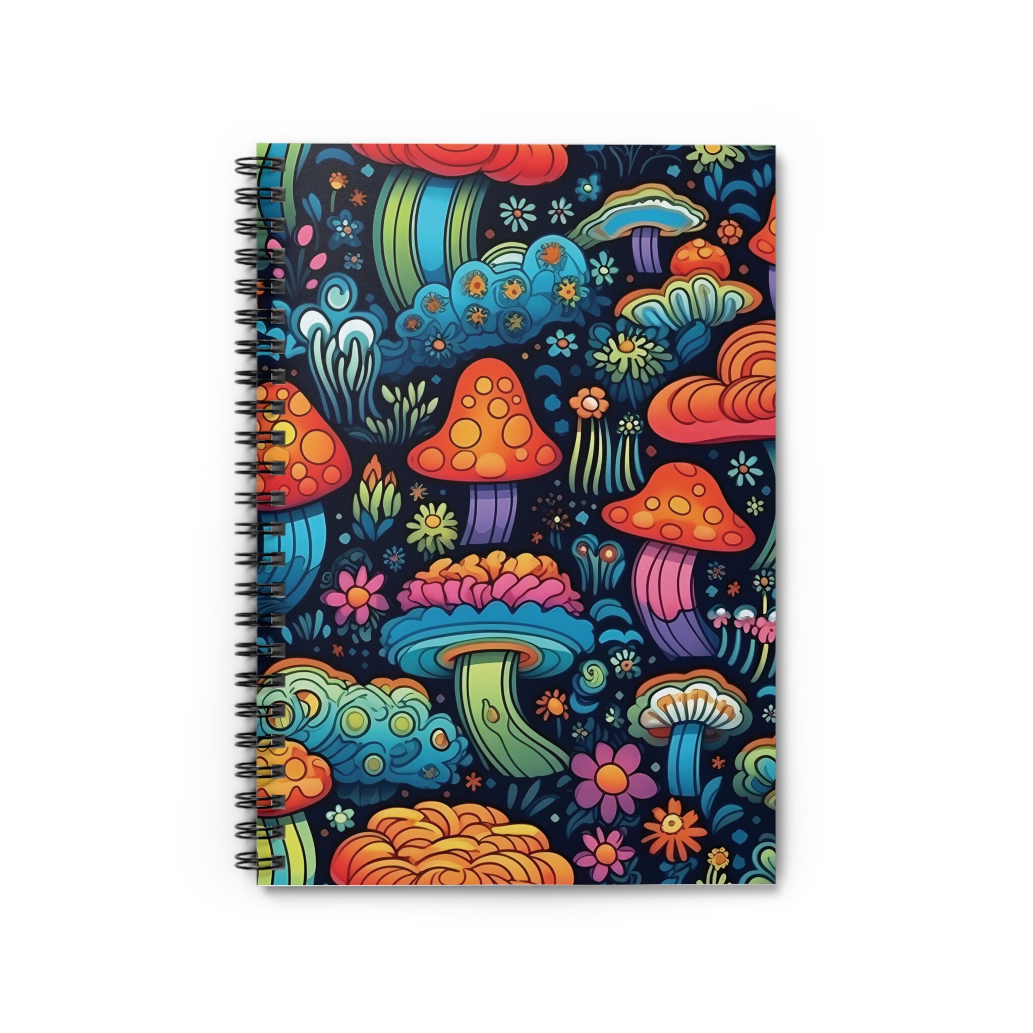 Groovy Retro Mushrooms Notebook, Spiral Notebook With Ruled Lines, 6 X ...