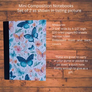 Butterfly Floral Embossed Altered Mini Composition Notebooks, Set of 2 ...