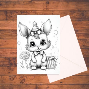 Cute Animal Birthday Coloring Cards, Large 5 X 7 Stationary Set ...