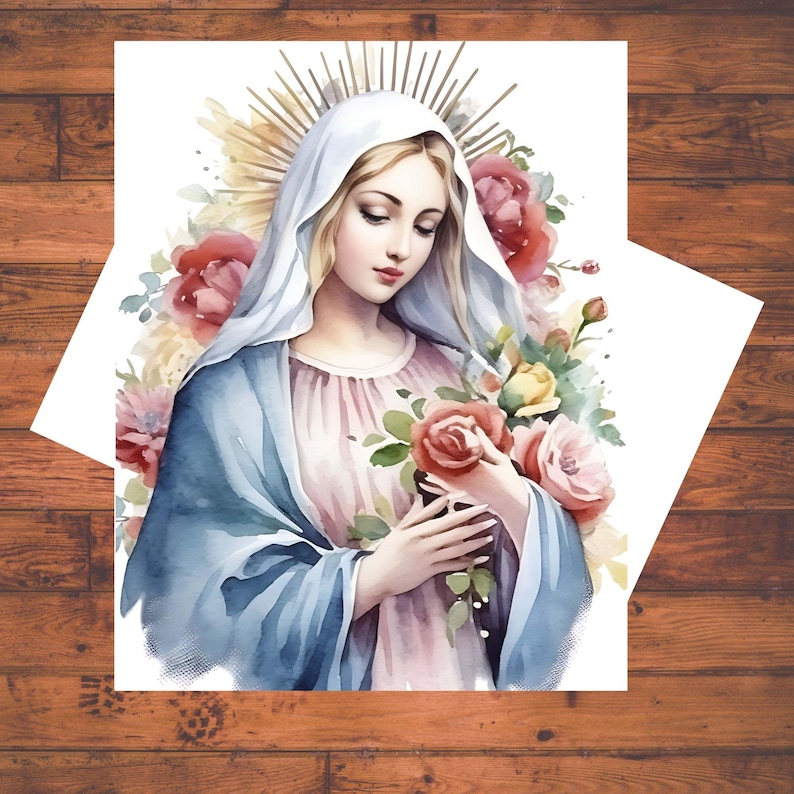 Virgin Mary Blank Greeting Card Set: Catholic Blank A2 Note Cards With ...