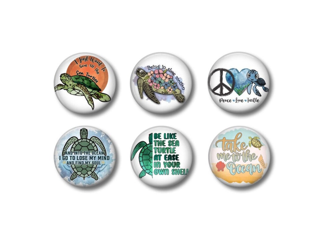 Sea Turtle Themed Refrigerator Fridge Magnets Peace, Love, Turtle 6 ...