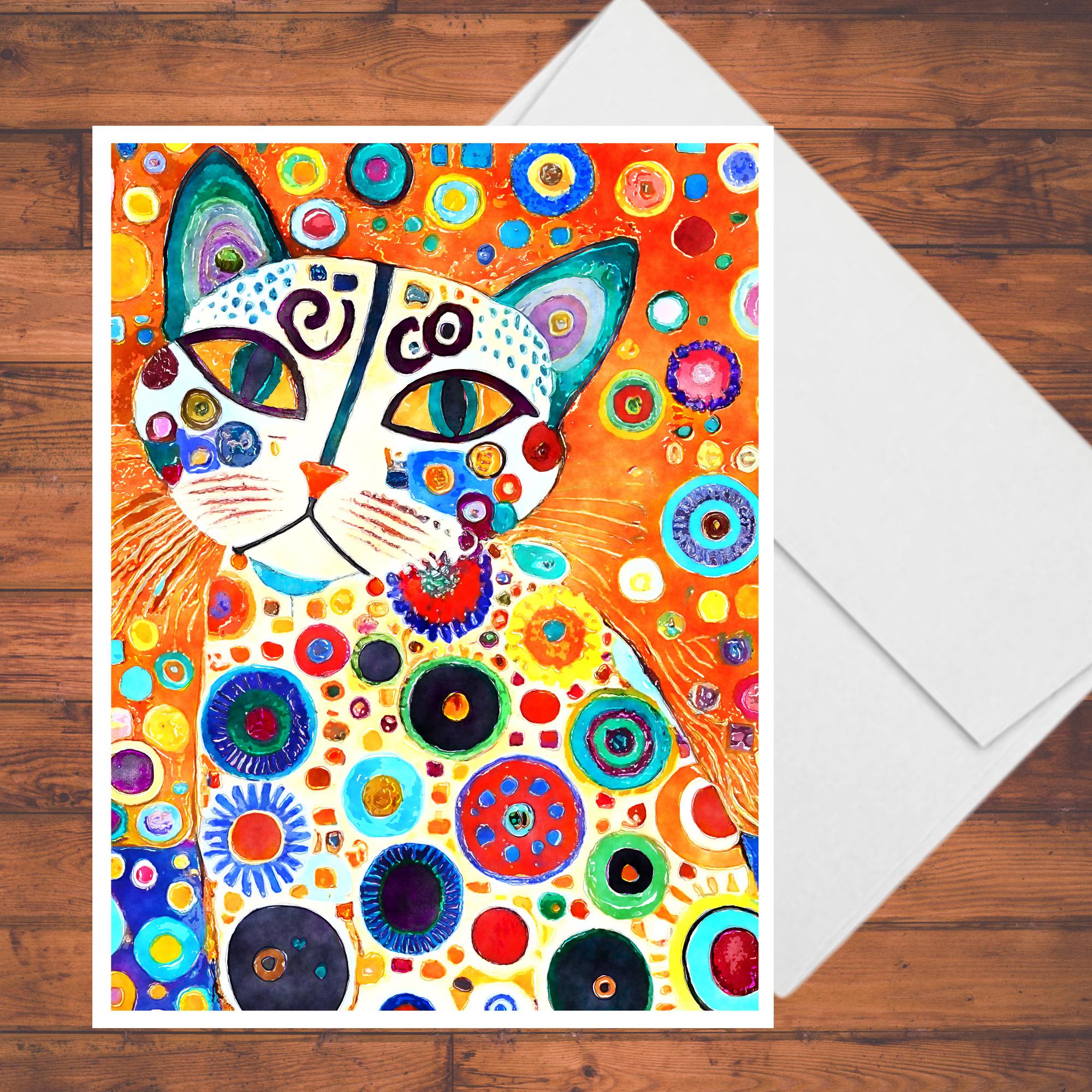 Colorful Cat Card Set: Whimsical Blank Notecards With Envelopes - Etsy