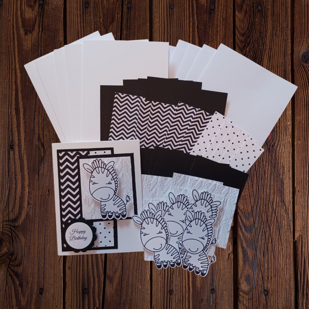 Cute Zebra Card Kit Assorted Greetings A2 Set of 6 W/envelopes Floral ...
