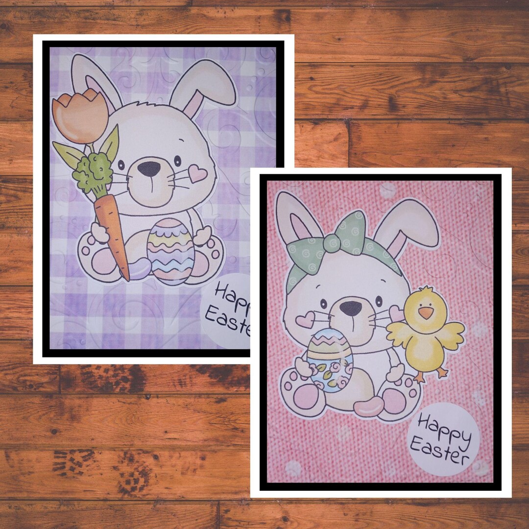 Happy Easter Bunny Embossed Handmade Cards, Set of 6 A2 Paper Crafting ...
