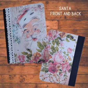 Set of 2 Vintage Christmas Mini Altered Composition Lined Notebooks, Lace Trim, Victorian ...