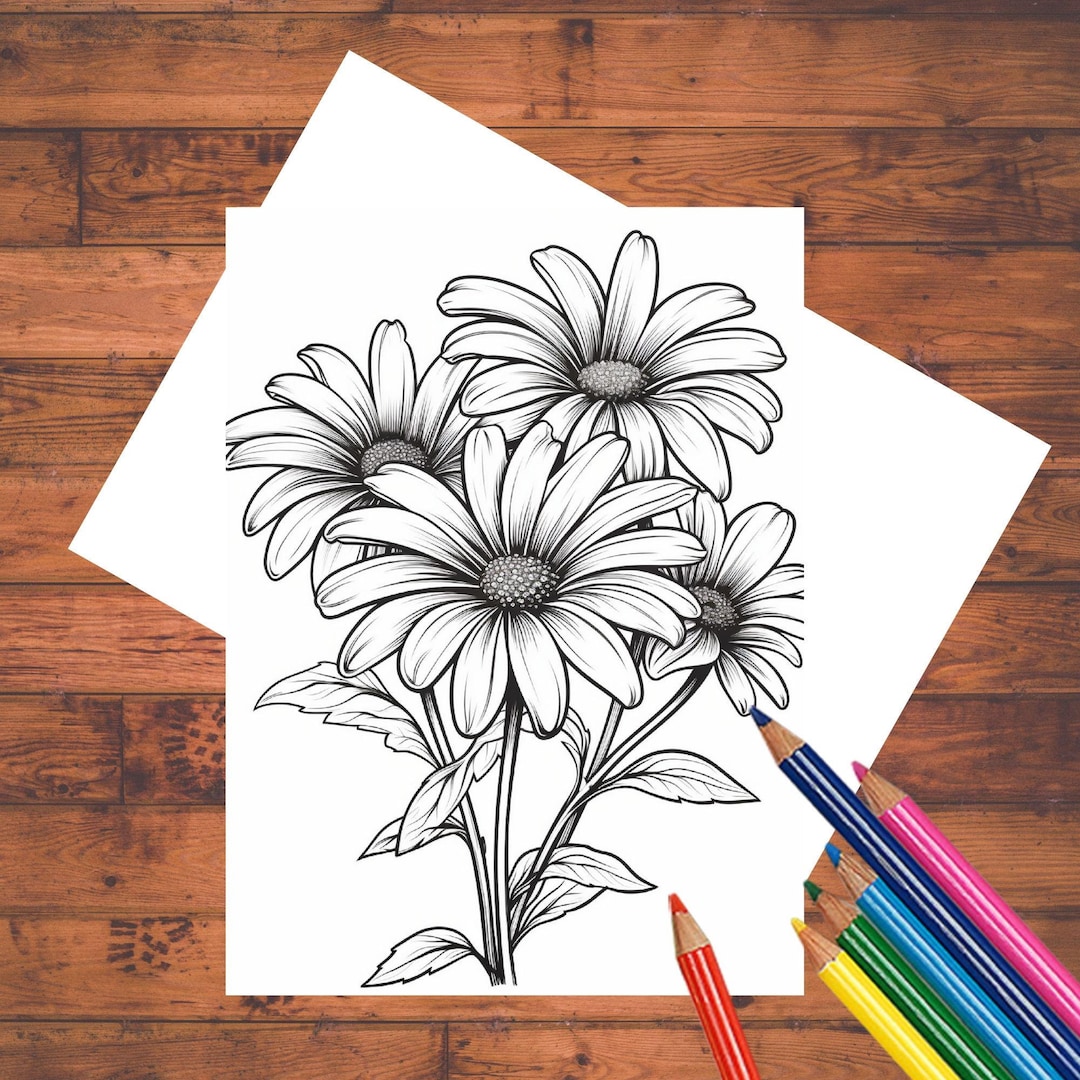 Blooming Flowers Easy Coloring Cards, 5" X 7", Personal Stationery Set ...
