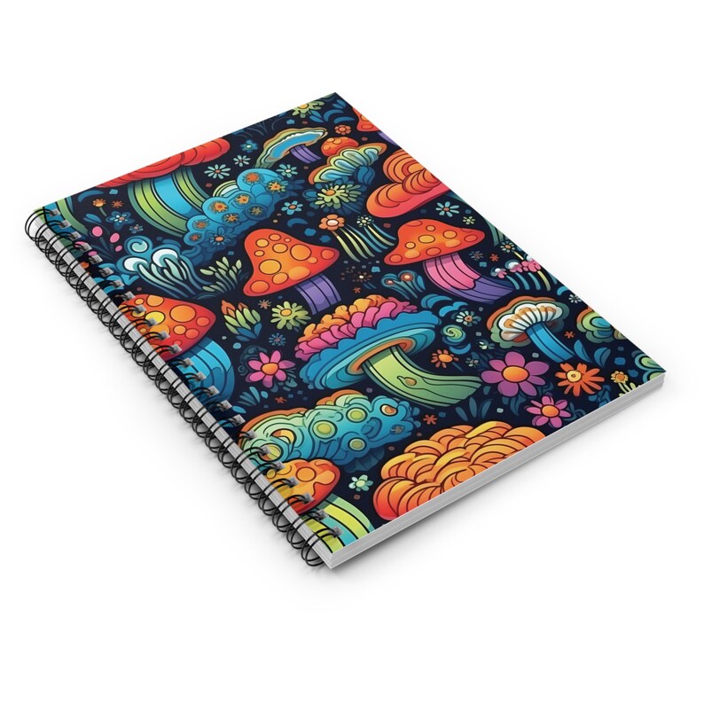 Groovy Retro Mushrooms Notebook, Spiral Notebook With Ruled Lines, 6 X ...