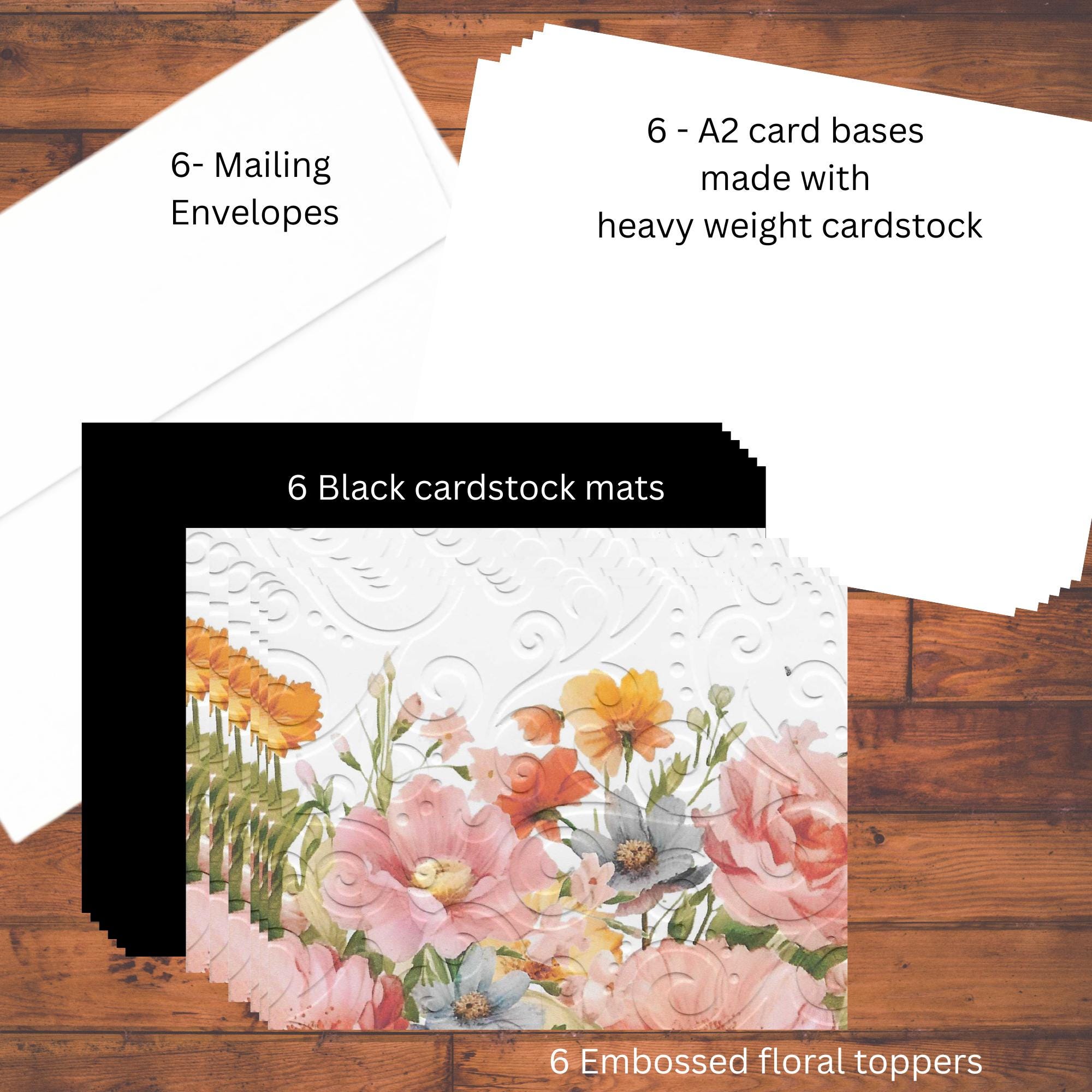 Watercolor Garden Flowers Card Kit: DIY Embossed Greeting Cards With ...