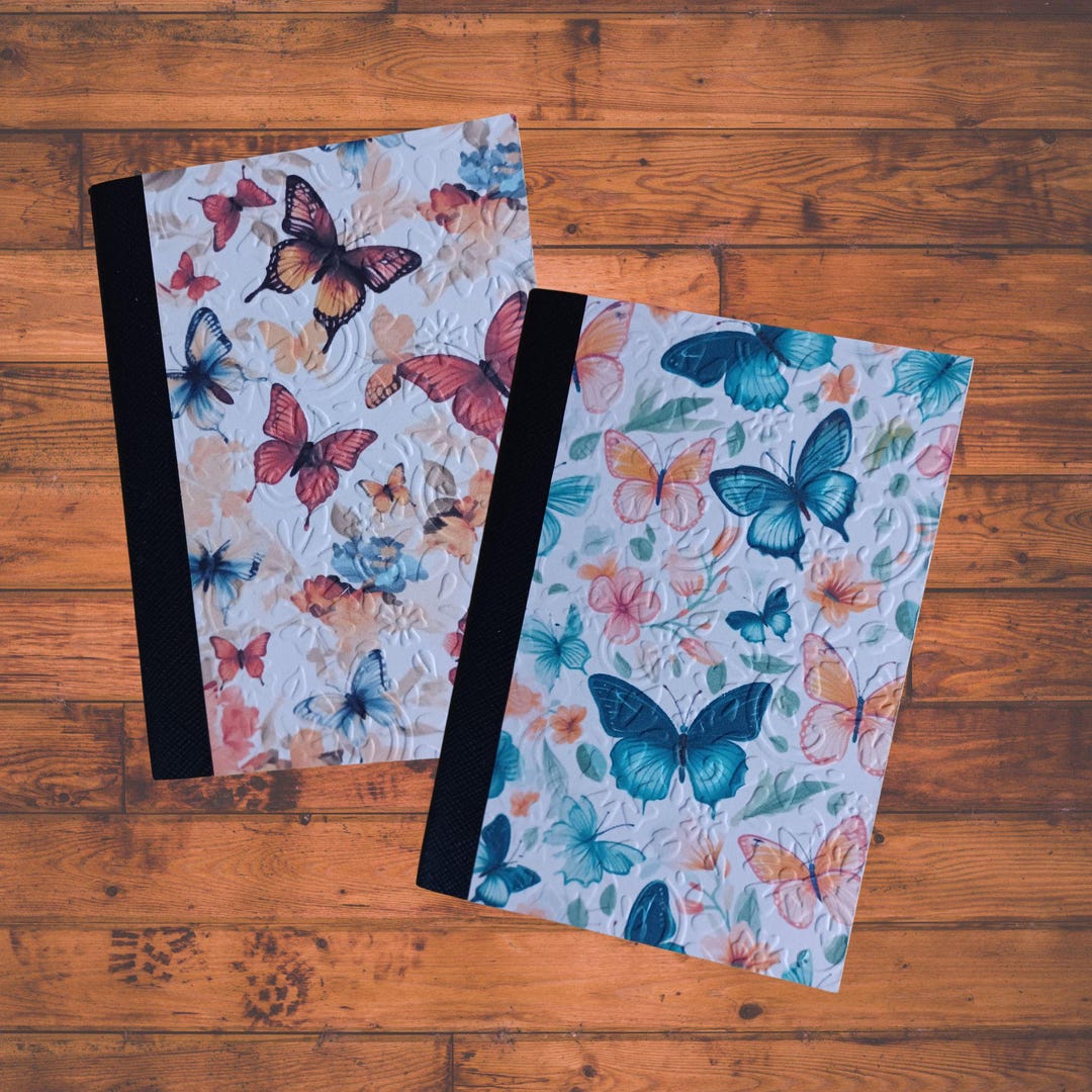 Butterfly Floral Embossed Altered Mini Composition Notebooks, Set of 2 ...