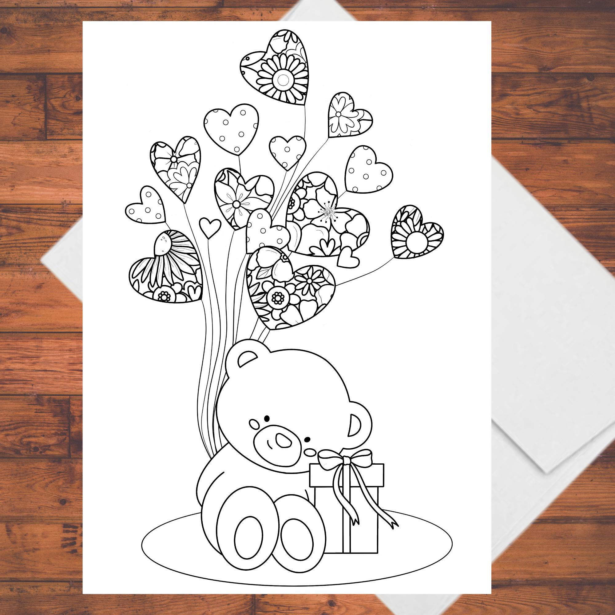 Valentine's Day Coloring Cards: Handmade Stationery Set With Envelopes ...