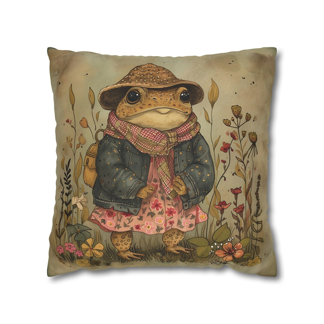 Cute Country Frog Cottagecore Design Pillow, Throw Pillow, Frog Lover ...
