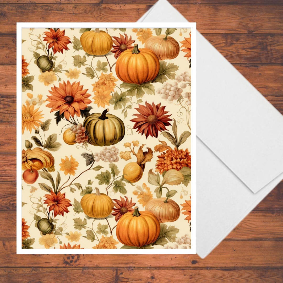 Pumpkin Harvest Notecards: Fall Thanksgiving Stationery Set - Etsy