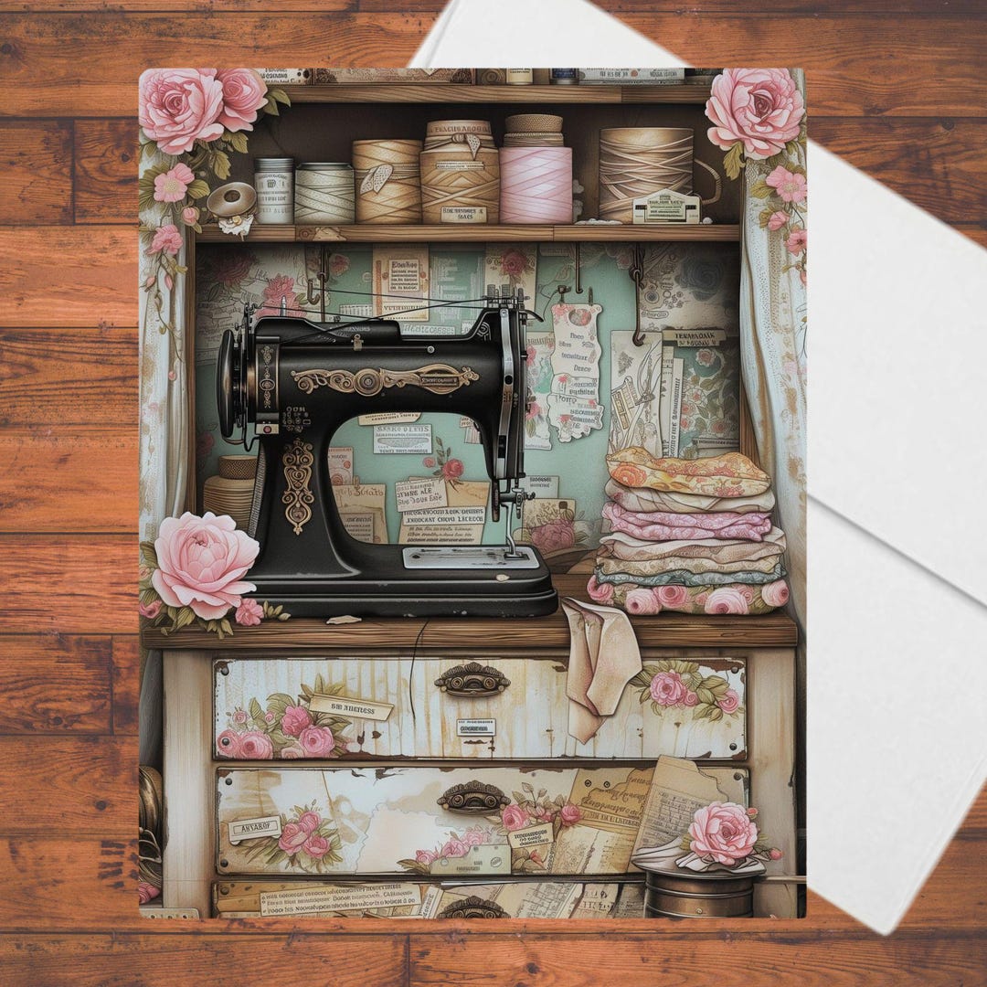 Set of 8 Vintage Victorian Sewing Theme Blank Notecard Set, Personal ...