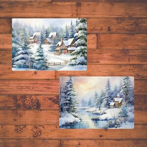 12 Christmas Winter Scene Notecard Set, Blank Notecards, Personal ...
