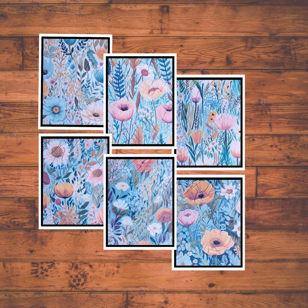 Set of 6 Wildflower Design Embossed Card Kit, A2 W/envelopes Colorful ...