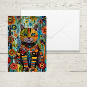 12 Colorful Cats Notecard Set, Blank Notecards, Personal Stationary, 4 ...
