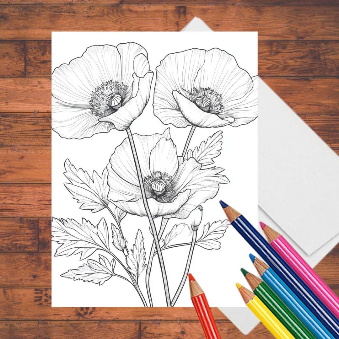 Floral Coloring Cards Set: Flower Garden DIY Greeting Cards Kit With ...