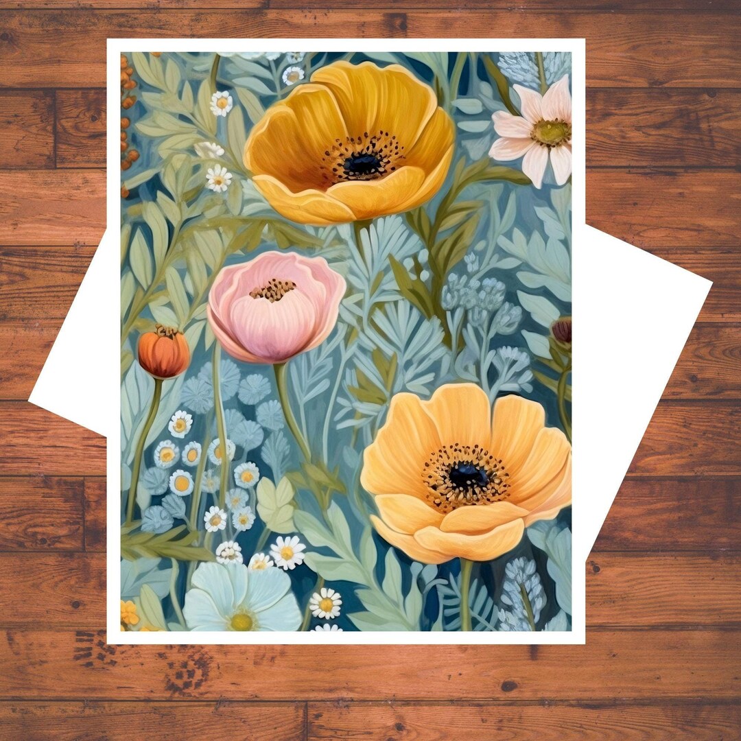 12 Pastel Watercolor Flowers Floral A2 Handmade Greeting Card Set ...