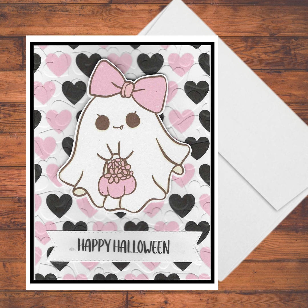 6 Happy Halloween Cute Ghost Die Cut and Embossed Greeting Cards DIY ...