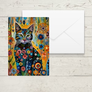 12 Colorful Cats Notecard Set, Blank Notecards, Personal Stationary, 4 ...