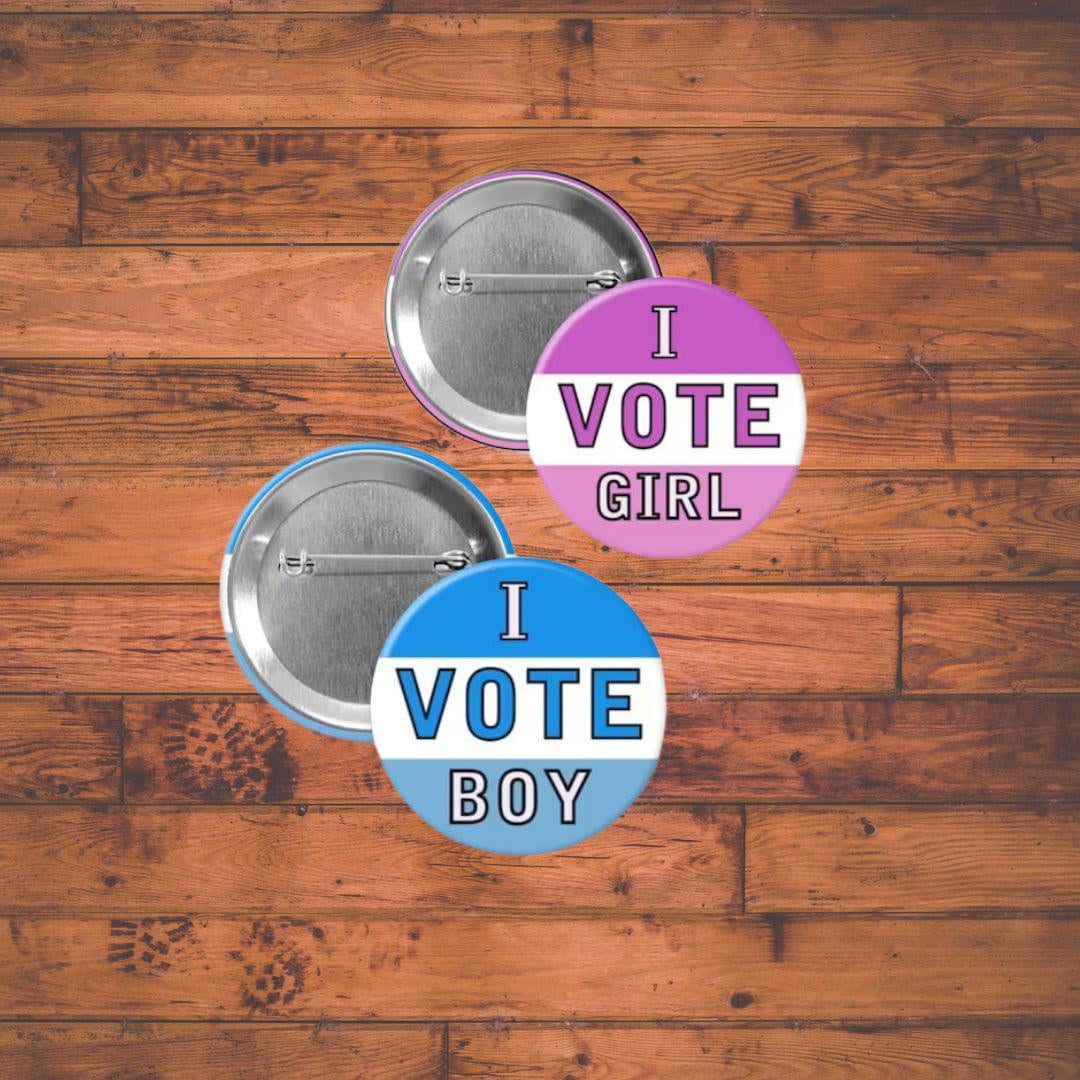 I Vote Boy Girl, Cute Political Voting Gender Reveal Pins, Party Favors ...