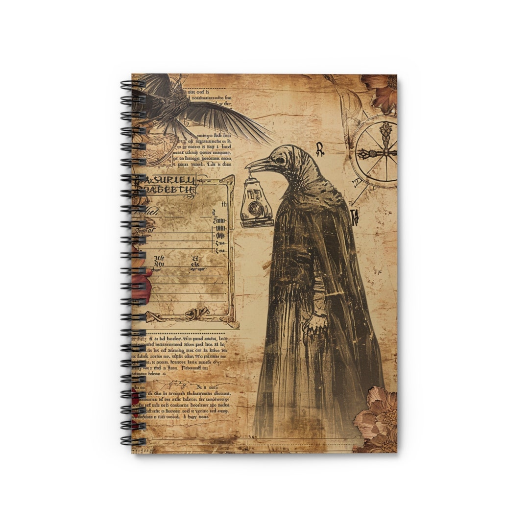 Gothic Plague Doctor Medieval Lined Notebook, Daily Journal, Spiral ...
