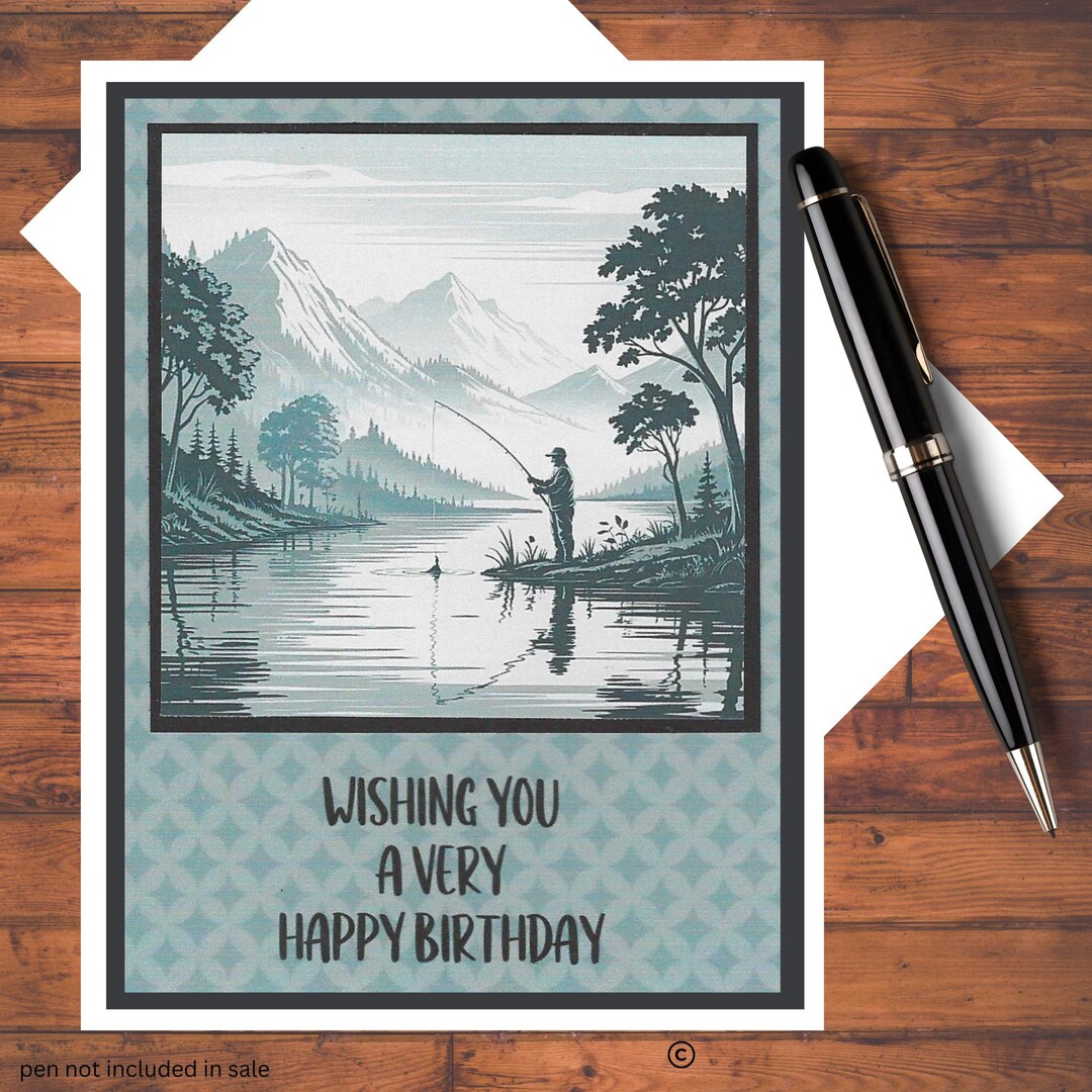 Masculine Fishing Themed Card Kit: DIY Paper Craft A2 Size W/envelopes ...