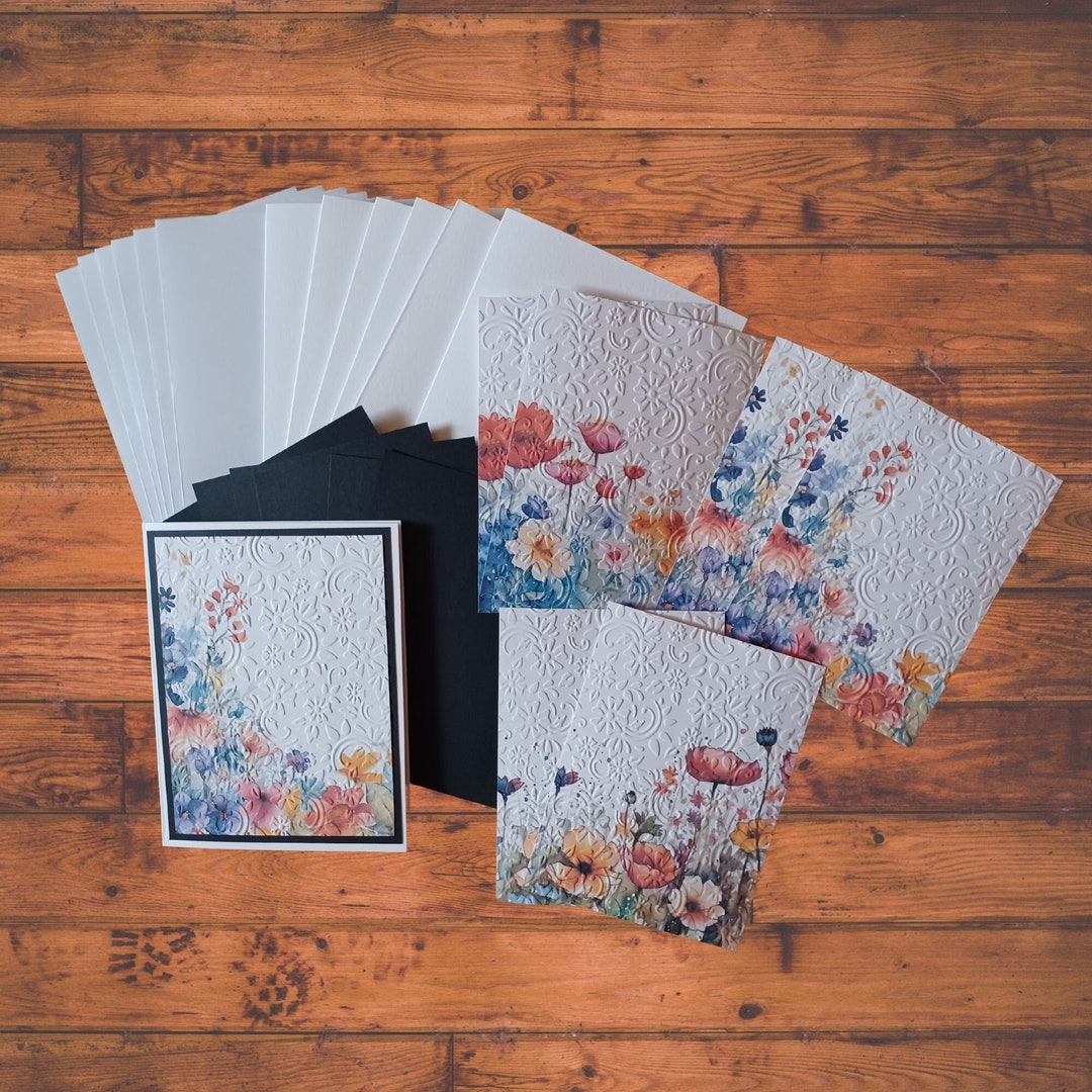 Wildflower Embossed Card Kit: DIY Paper Craft, A2 Blank Greeting Cards ...